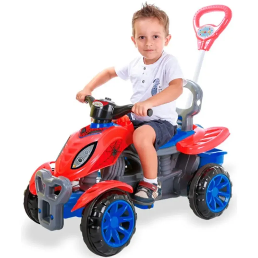 Quadriciclo com pedal spider com haste azul maral - Quadriciclo com pedal spider com haste azul ...
